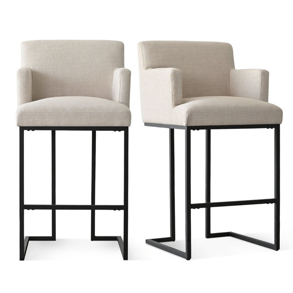 Hokku Designs 28.5 Inch 2 Pieces Upholstered Bar Stool with Arm & Reviews | Wayfair
